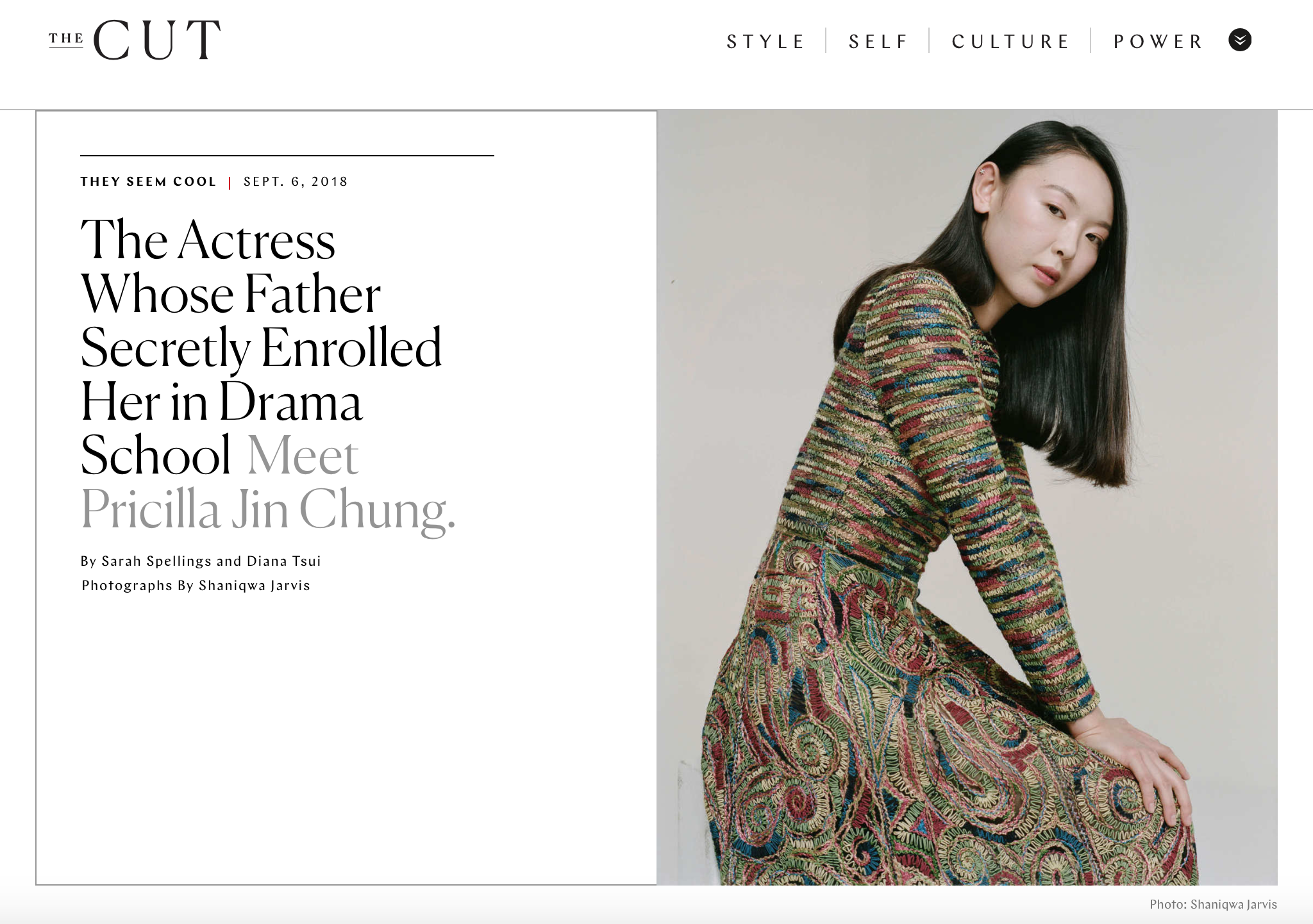 CalArts Acting Student Pricilla Jin Chung Featured in New York Magazine ...